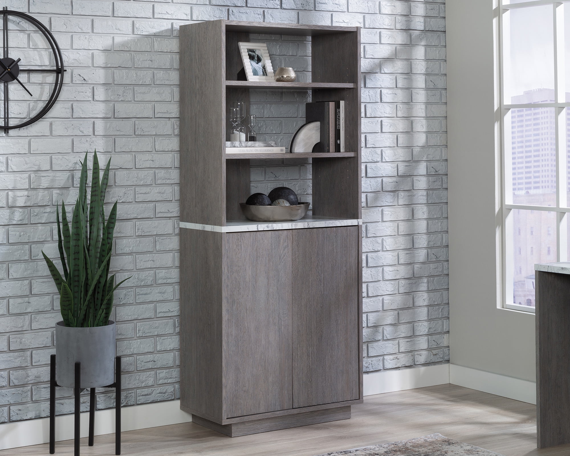 Sauder East Rock Engineered Wood Library with 3-Adjustable Shelves in ...
