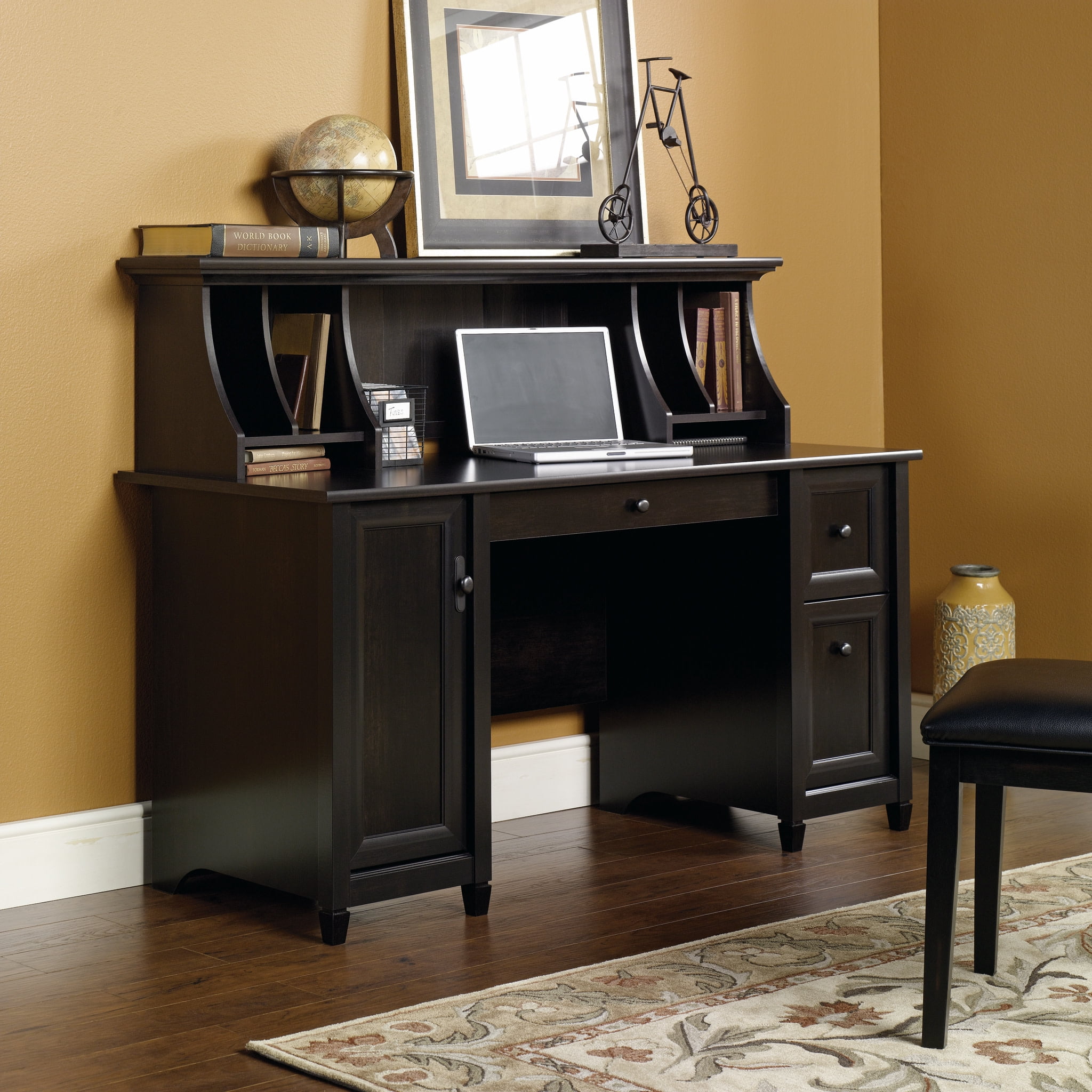 Sauder Edge Water Estate Black Finish Computer Desk with Slide-out ...