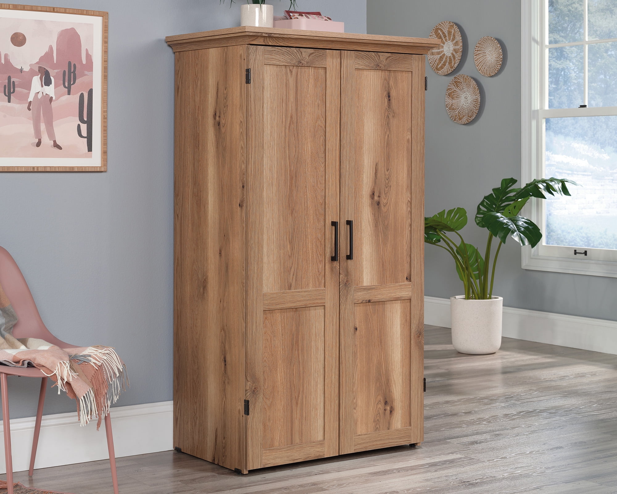 Sauder Engineered Wood Multi-Purpose Armoire in Timber Oak Finish ...