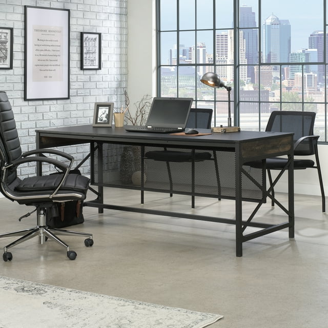 Sauder Foundry Road Engineered Wood/Metal 72x30 Table Desk in Carbon ...