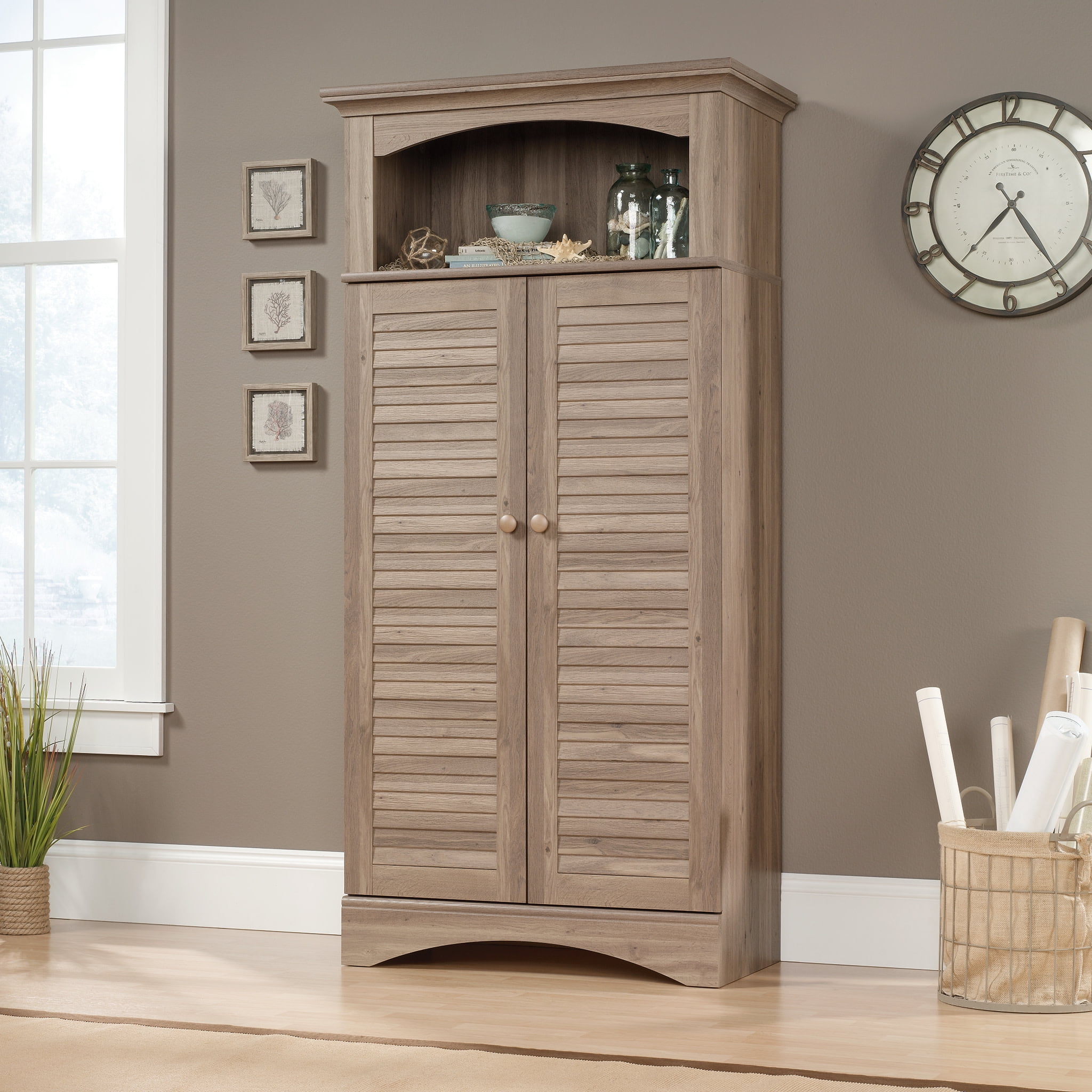 Sauder Harbor View Storage Cabinet in Salt Oak - Walmart.com