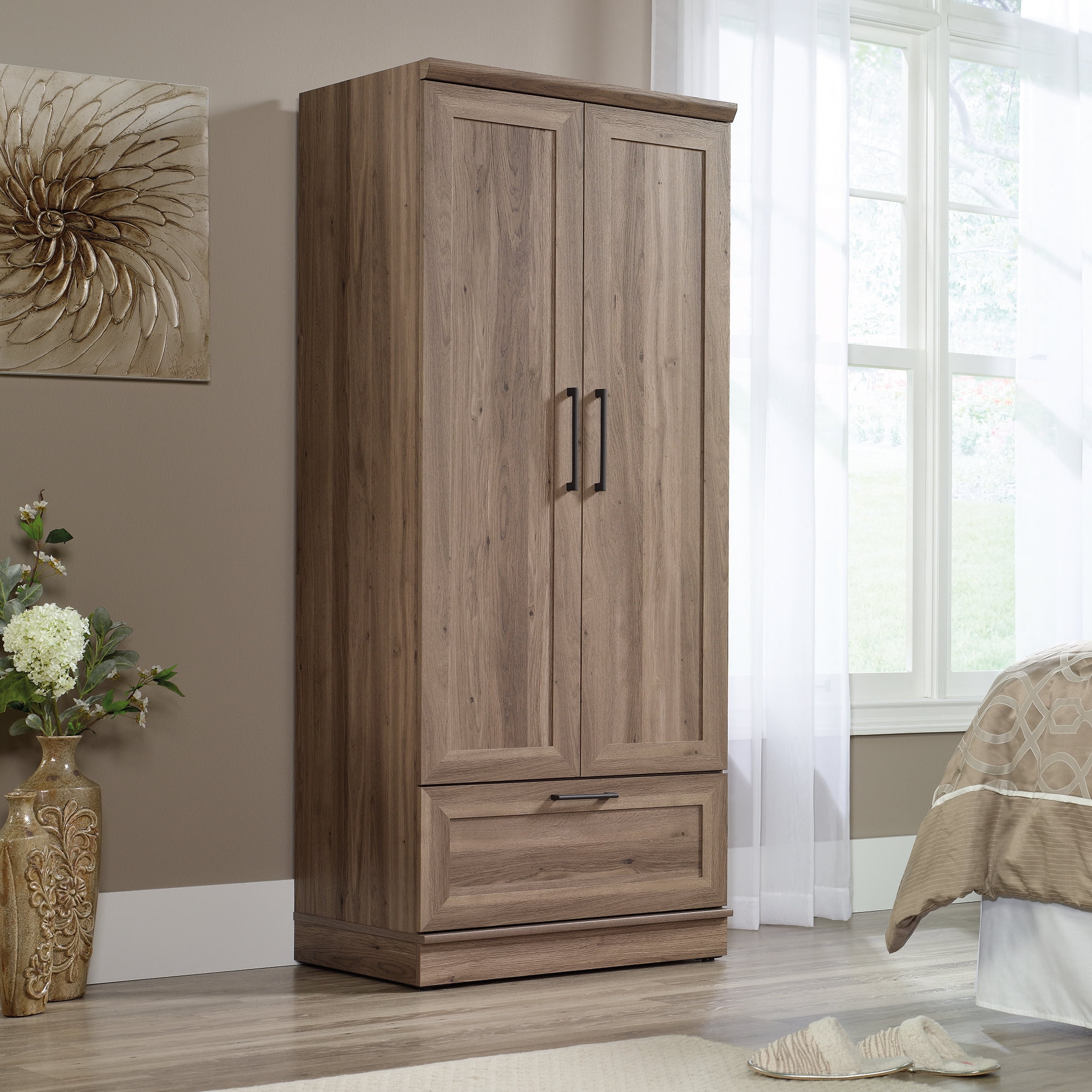 Sauder HomePlus 2-Door Bedroom Wardrobe Armoire, Salt Oak Finish ...
