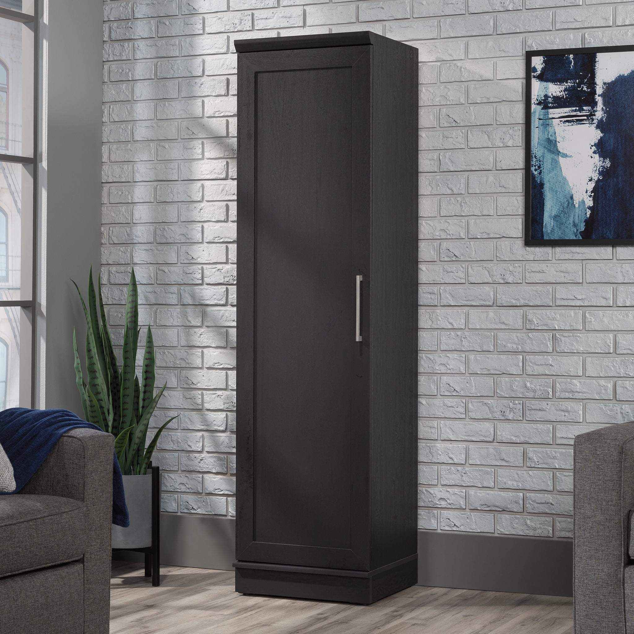 Sauder Homeplus Engineered Wood Single Door Pantry in Raven Oak Finish ...