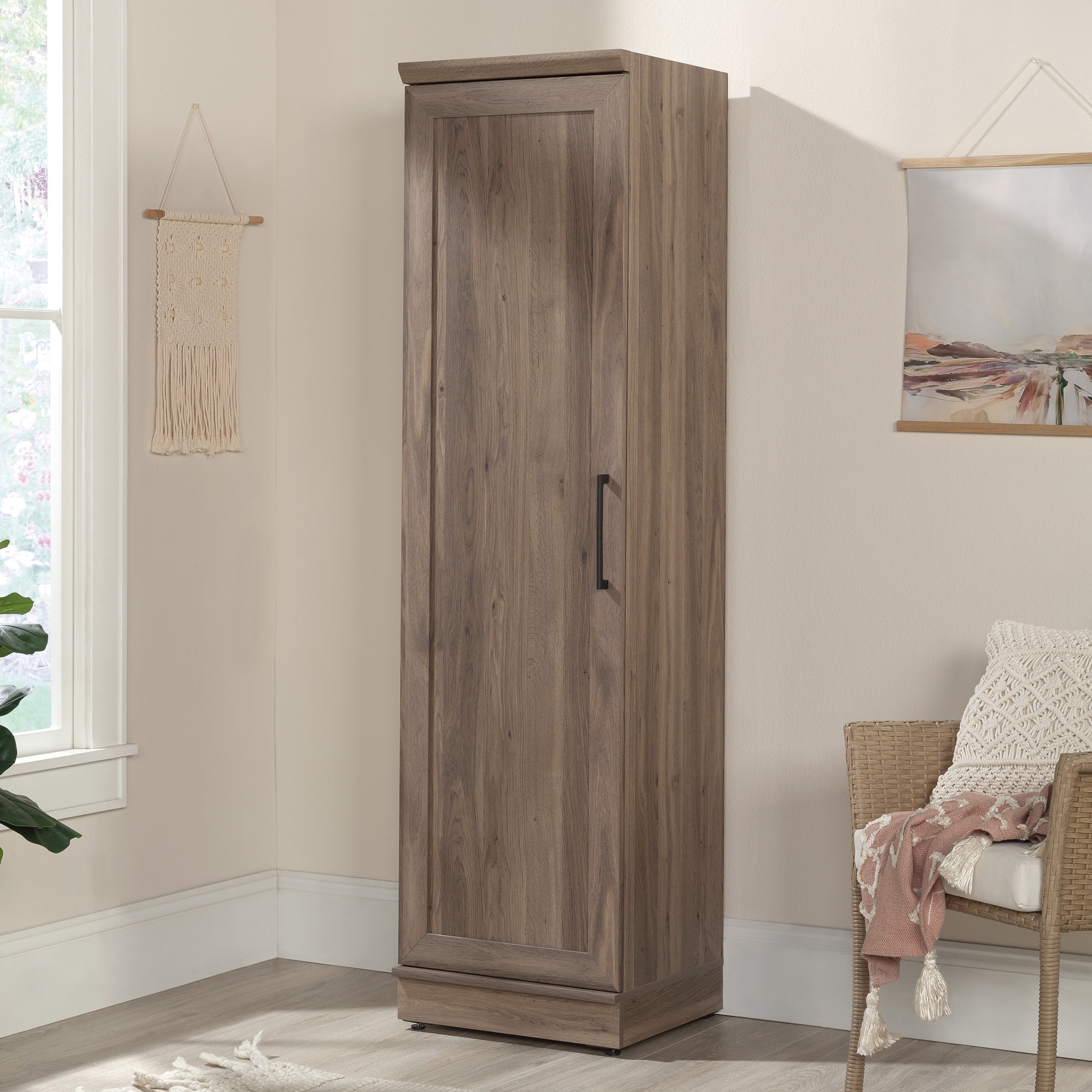 Sauder Homeplus Engineered Wood Single Door Pantry in Salt Oak Finish ...