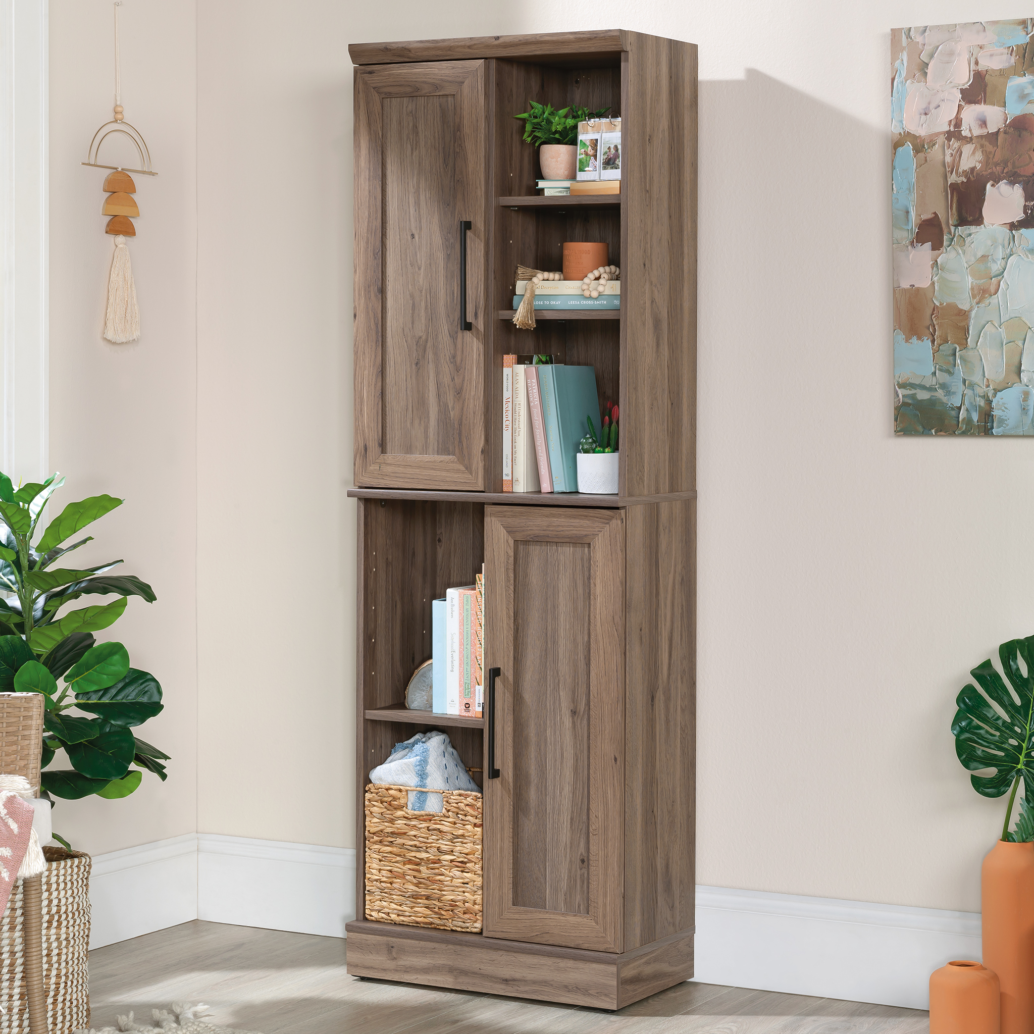 Sauder Homeplus Engineered Wood Storage Cabinet in Salt Oak Finish ...