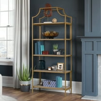 Sauder Furniture Harvey Park 5-Shelf Glass Bookshelf in Black Finish ...