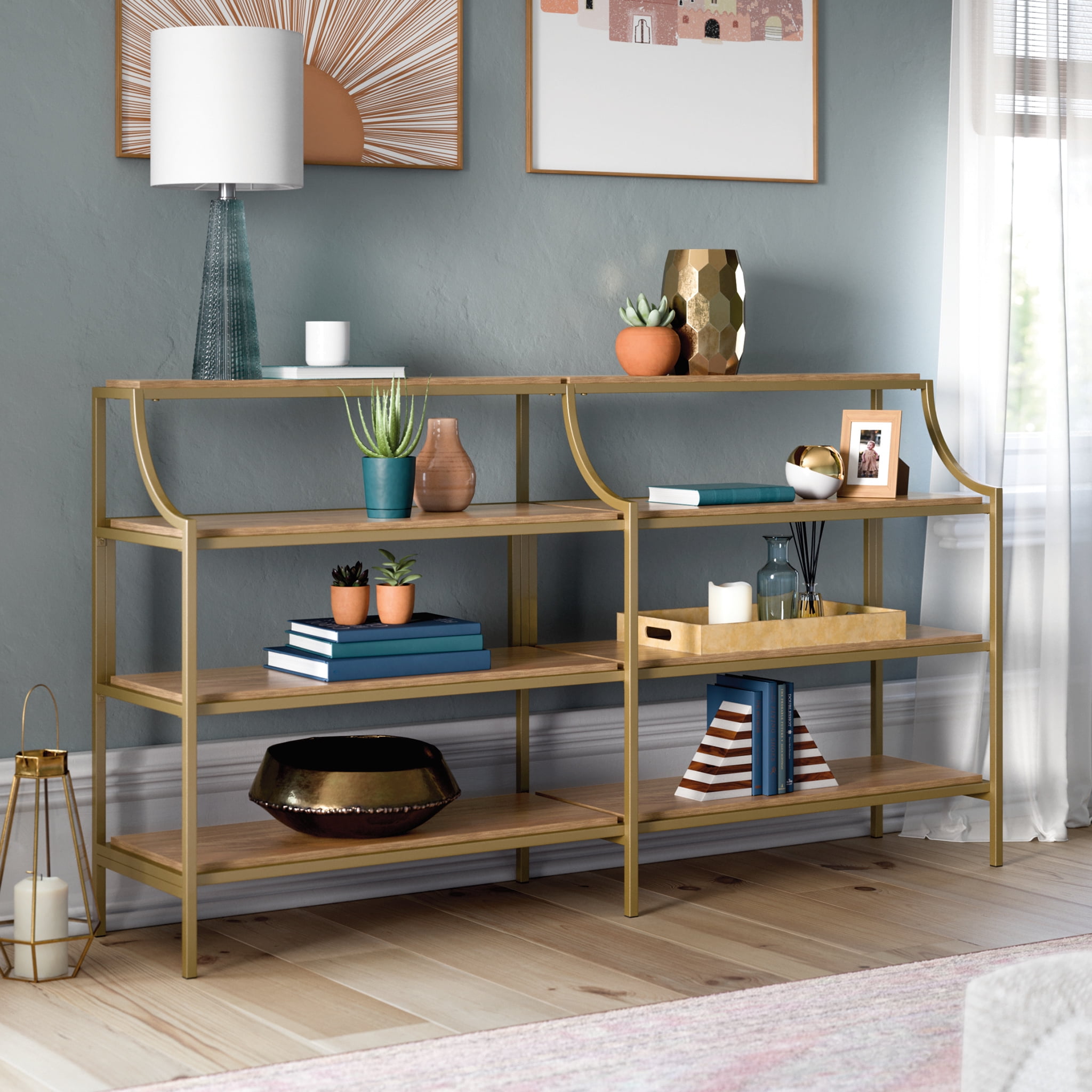 Sauder International Lux Metal Frame Console Table, Sindoori Mango ...
