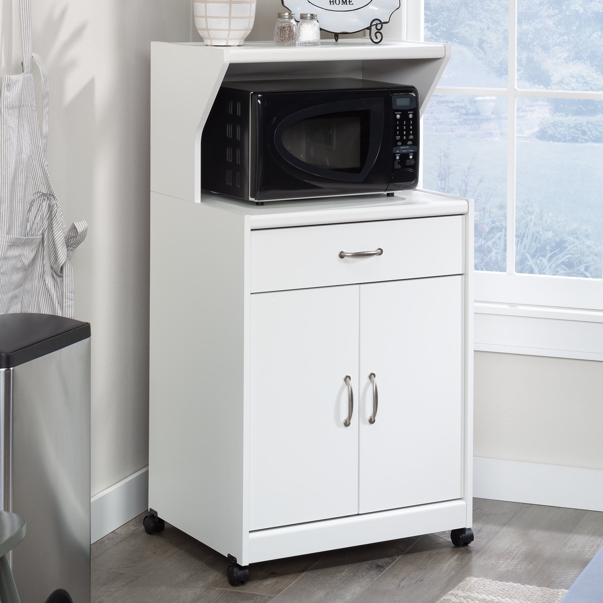 Sauder Kitchen Cart for Microwave, Soft White Finish - Walmart.com
