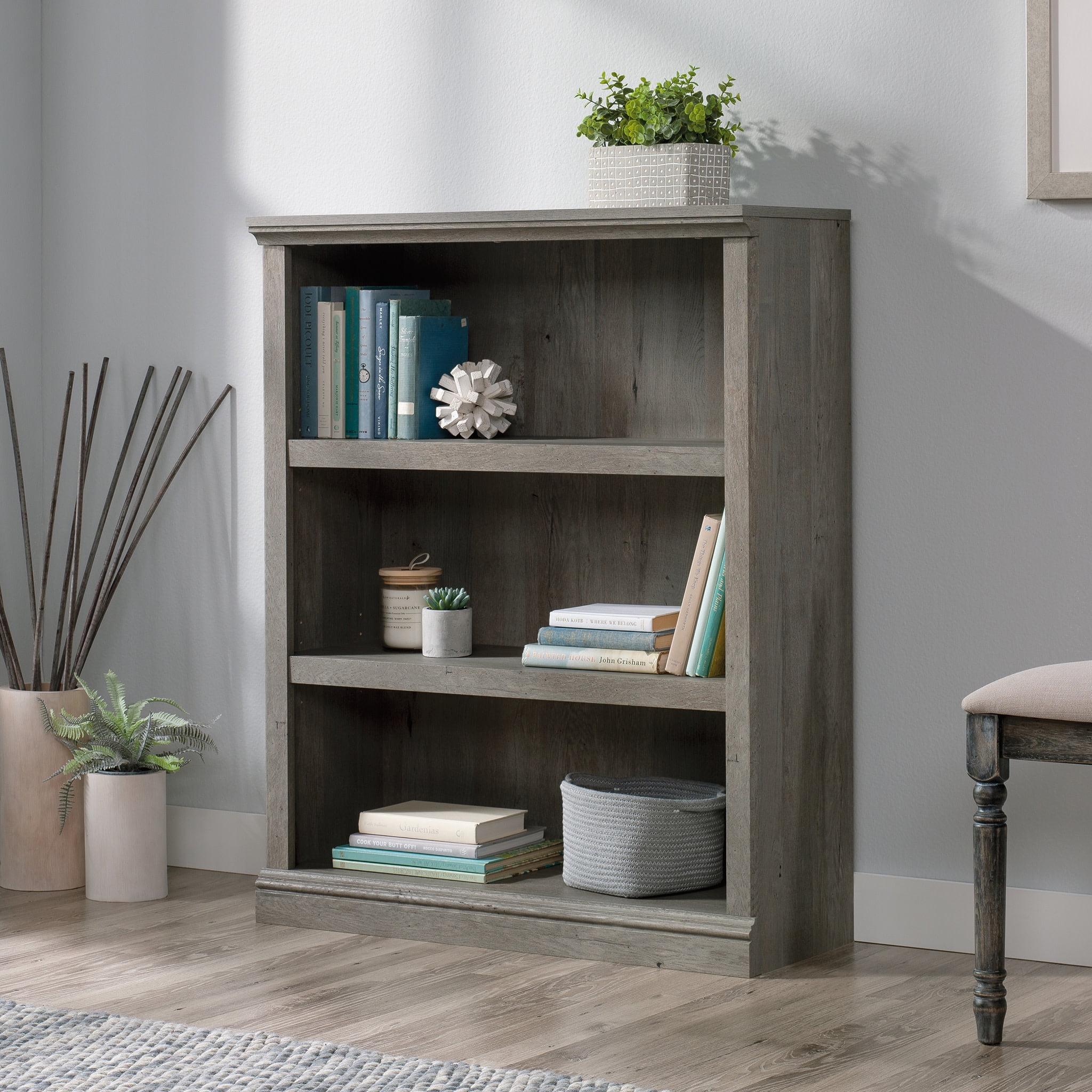 Sauder 3-Shelf Bookcase, Mystic Oak Finish - Walmart Business Supplies