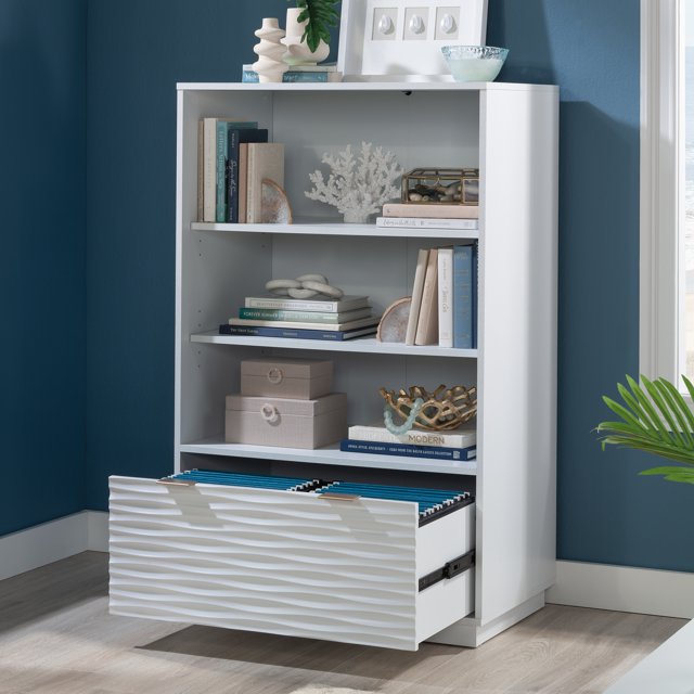 Sauder Morgan Main White Bookcase with Adjustable Shelves, Storage ...
