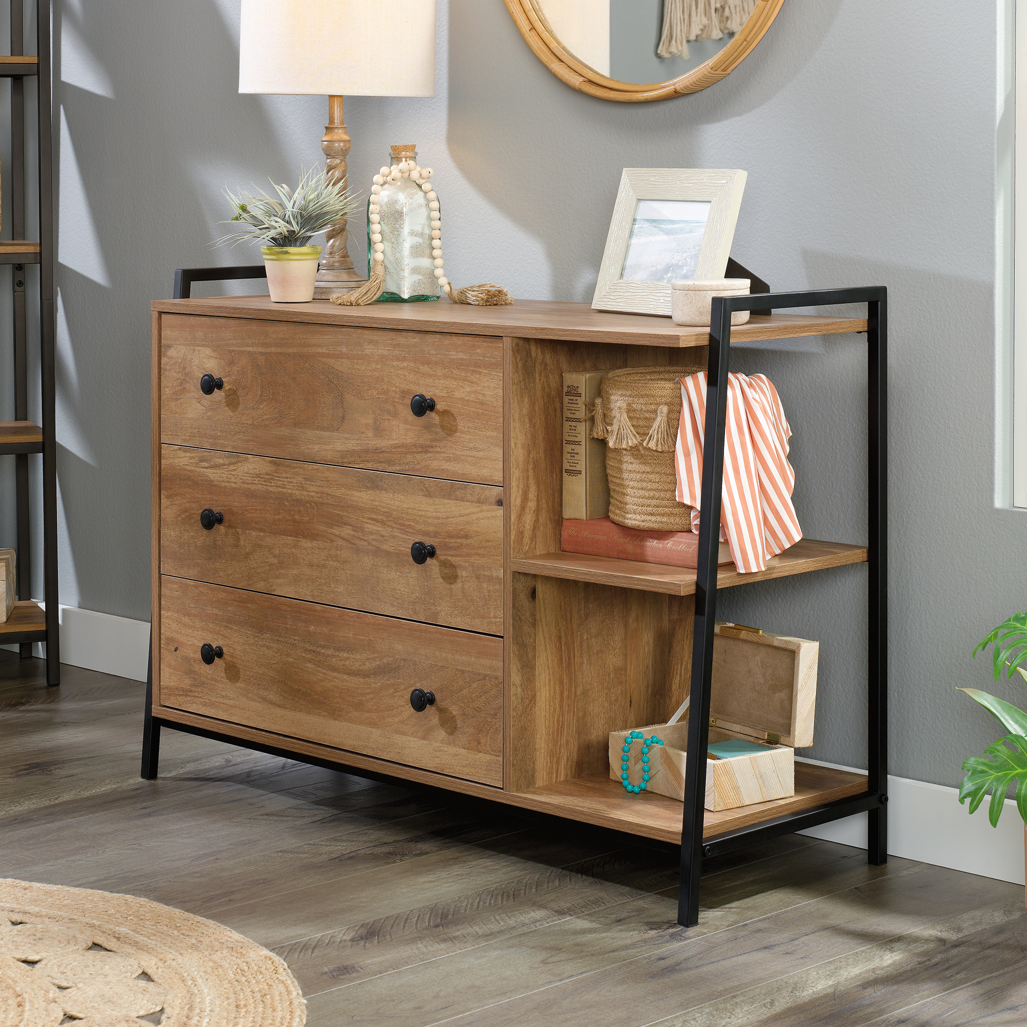 Sauder River Ranch 6-Drawer Bedroom Dresser, Sindoori Mango Finish ...