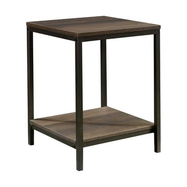 Collections Etc Dark Oak Finish Multi Storage Side Table with Rolling ...