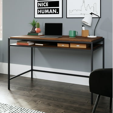 Nathan James Parker Modern Home Office Desk in Walnut Wood with Open ...