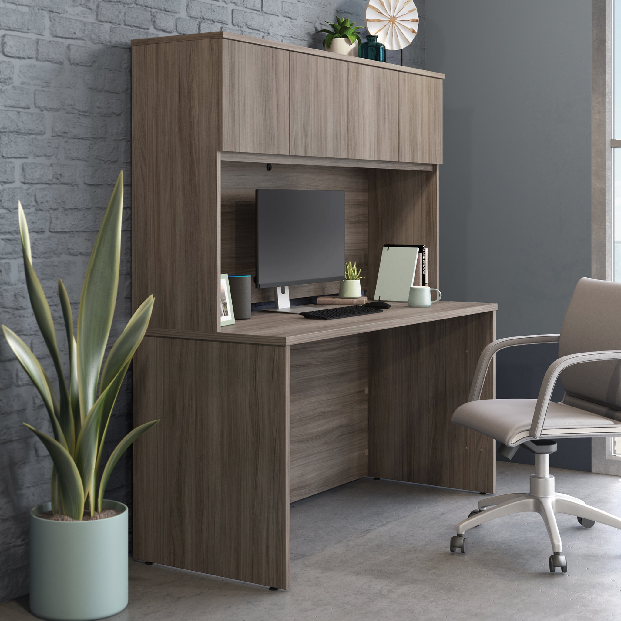 Sauder OfficeWorks Affirm 60" Hudson Elm Finish Desk & Return - Walmart.com