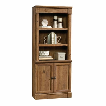 Sauder Harbor View Library Bookcase with Doors, Salt Oak Finish ...