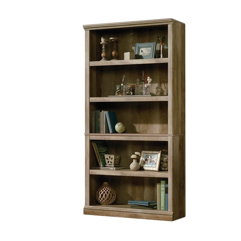 Sauder Select Furniture: 5-Shelf Wood Bookshelf in Lintel Oak Finish ...