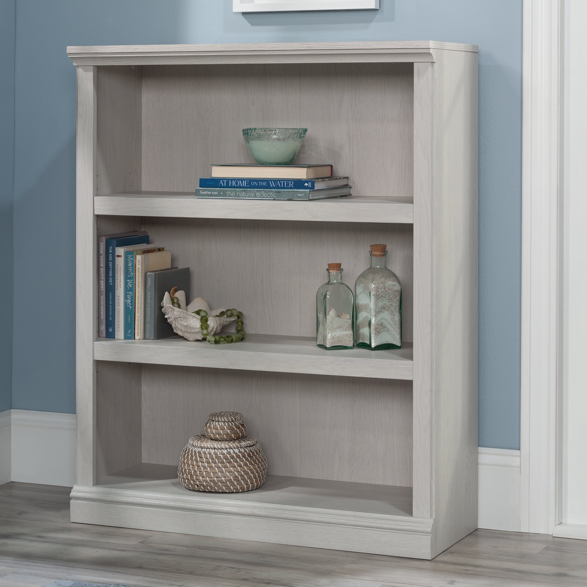 Sauder Select Engineered Wood 3-Shelf Bookcase in Glacier Oak Finish ...