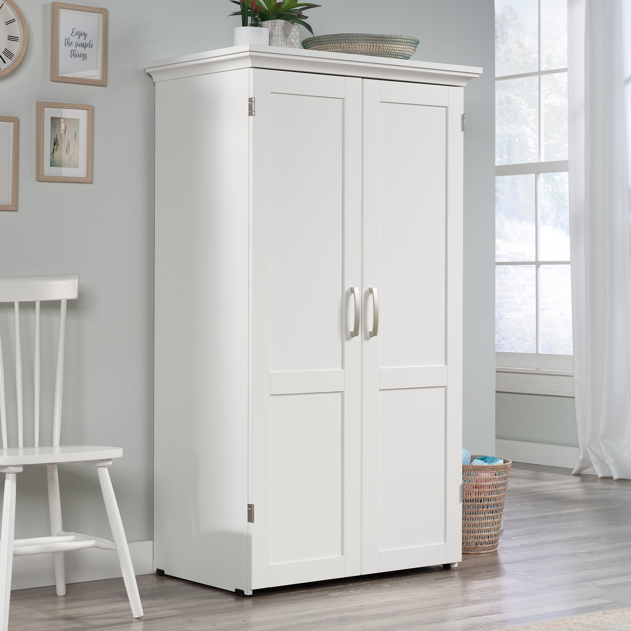 Sauder Craft & Sewing Armoire Cabinet with Fold Out Table, Soft White ...