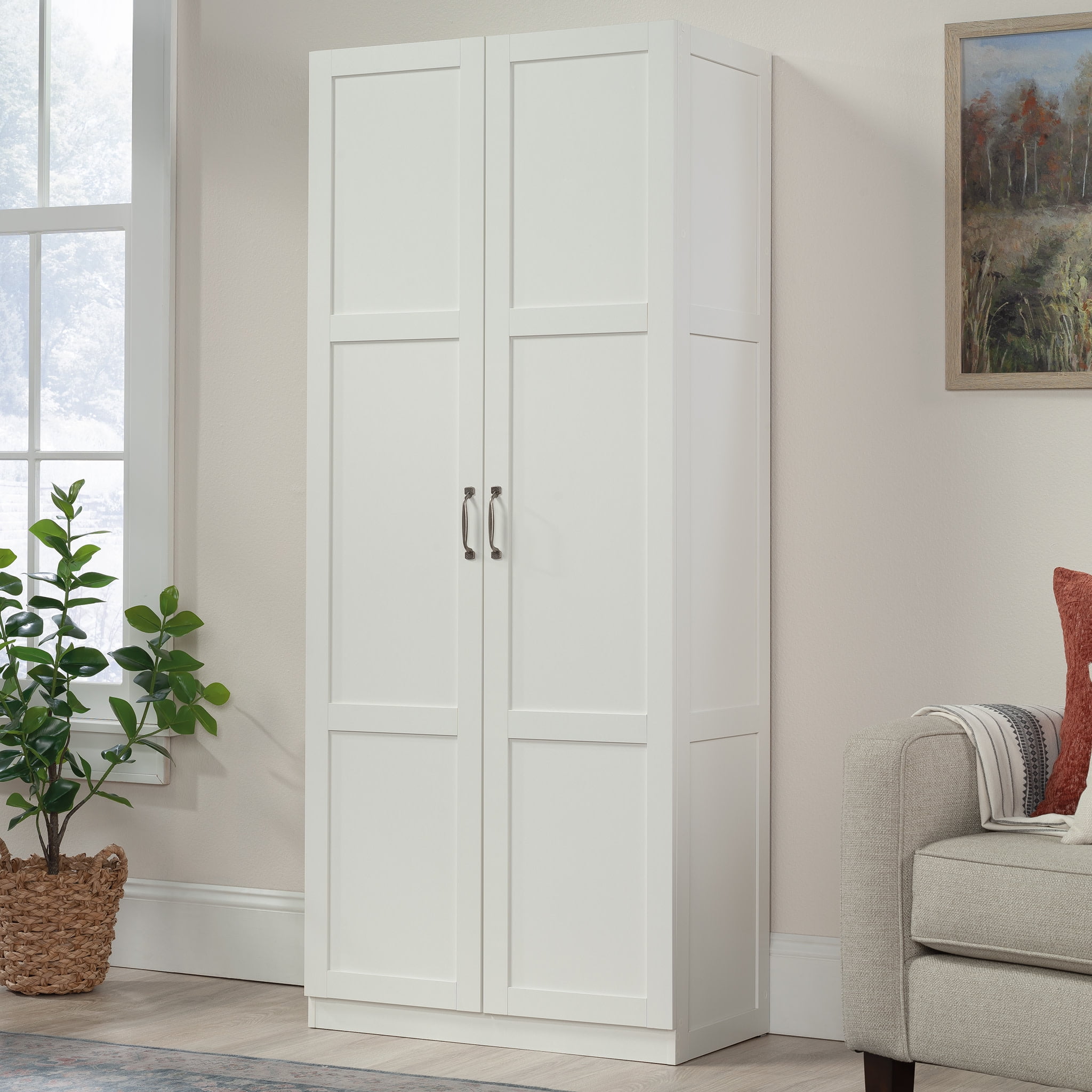 Sauder Storage Cabinet, White Finish, Adjustable Shelves, Bathroom or ...