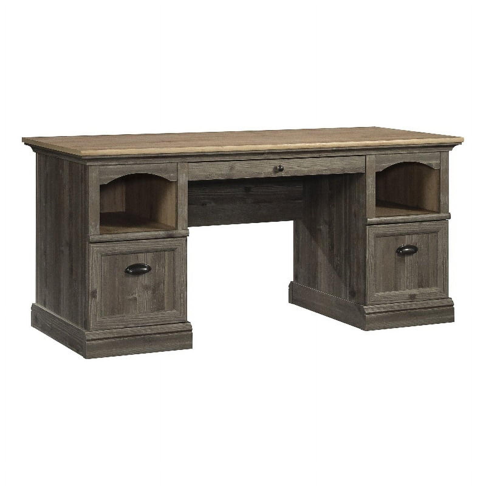 Sauder Sonnet Springs Engineered Wood Executive Desk in Pebble Pine ...