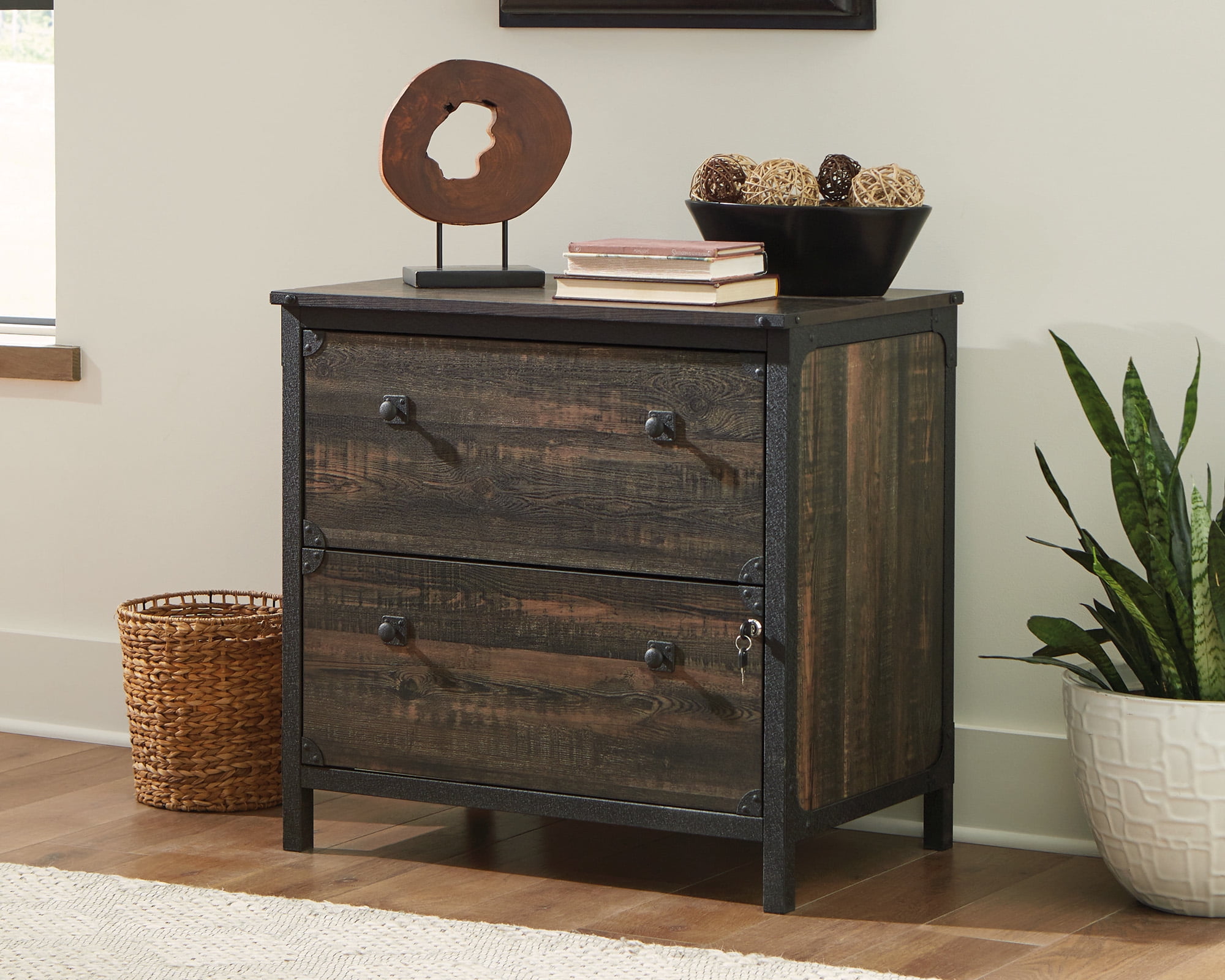 Sauder Steel River Rustic Industrial Office 2-Drawer Lateral File ...