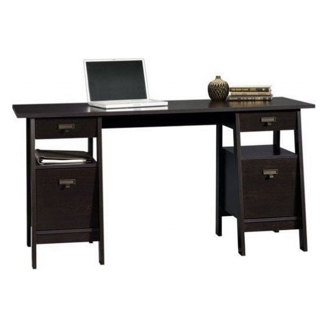 Sauder Stockbridge Executive Trestle Desk, Jamocha Wood Finish ...