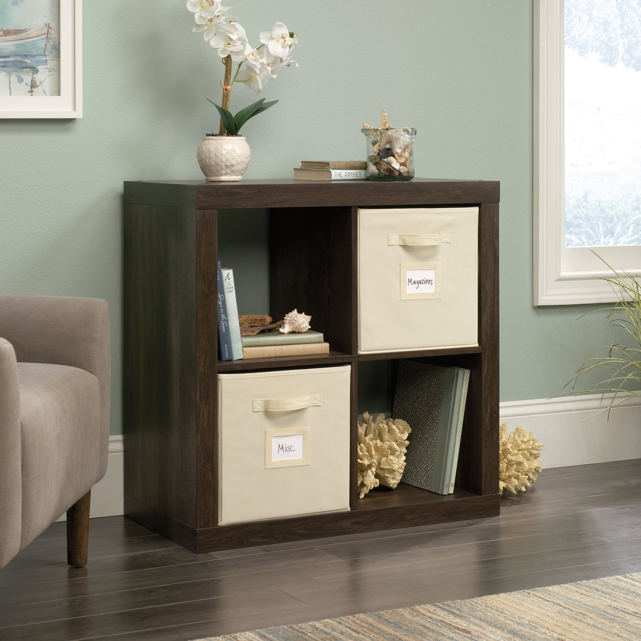 Sauder Stow-Away 4-Cube Organizer, Smoked Oak Finish - Walmart.com