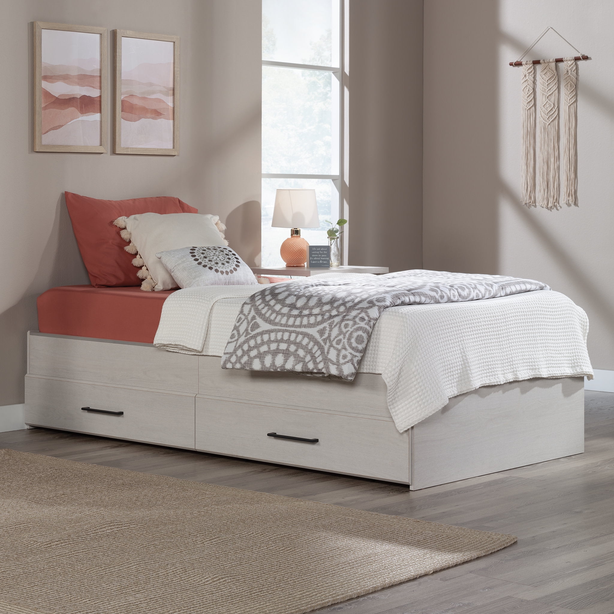 Sauder Summit Station Engineered Wood Twin Mates Bed in Glacier Oak ...