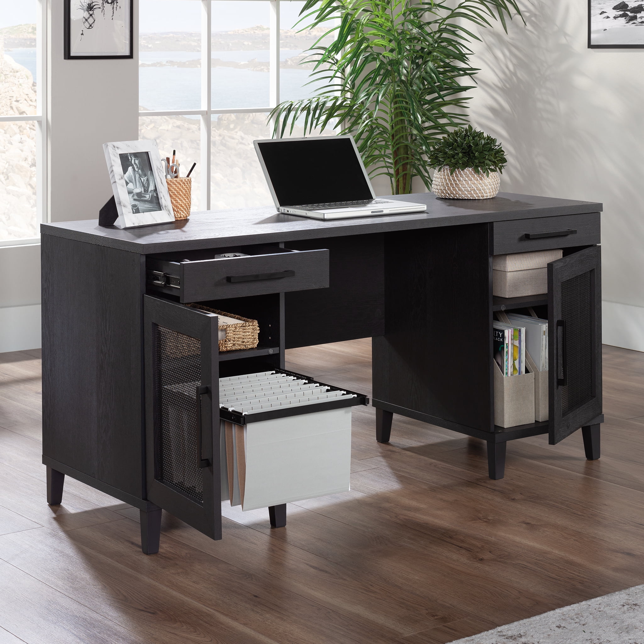 Sauder Tiffin Line Computer Desk, Raven Oak Finish - Walmart.com