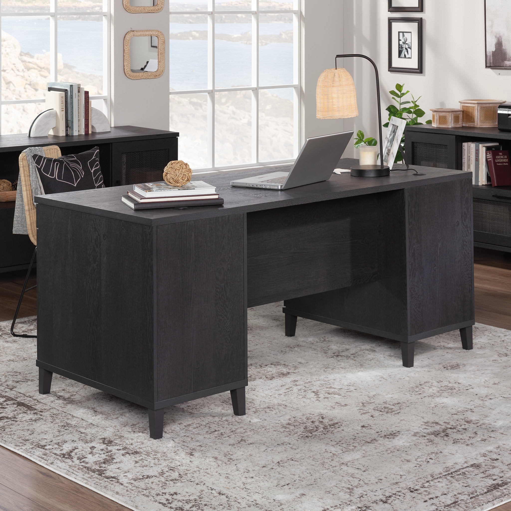 Sauder Tiffin Line Engineered Wood Executive Desk in Raven Oak ...