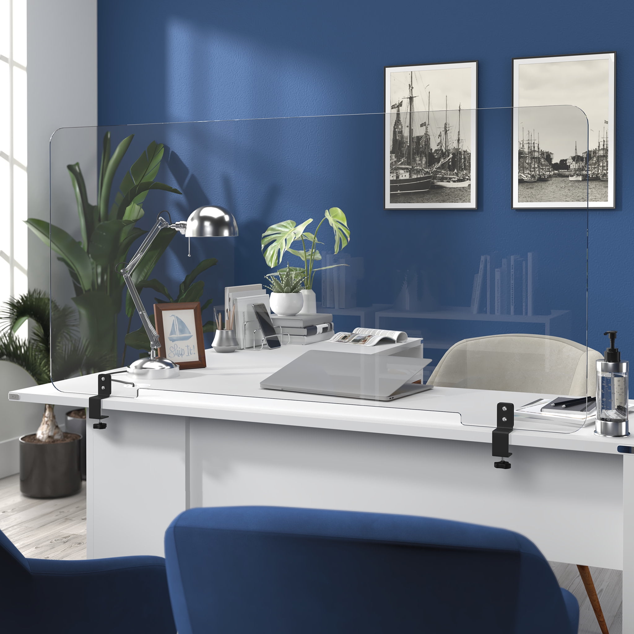 Sauder Transparent 48" Plastic Shield Desk Attachment, Clear ...