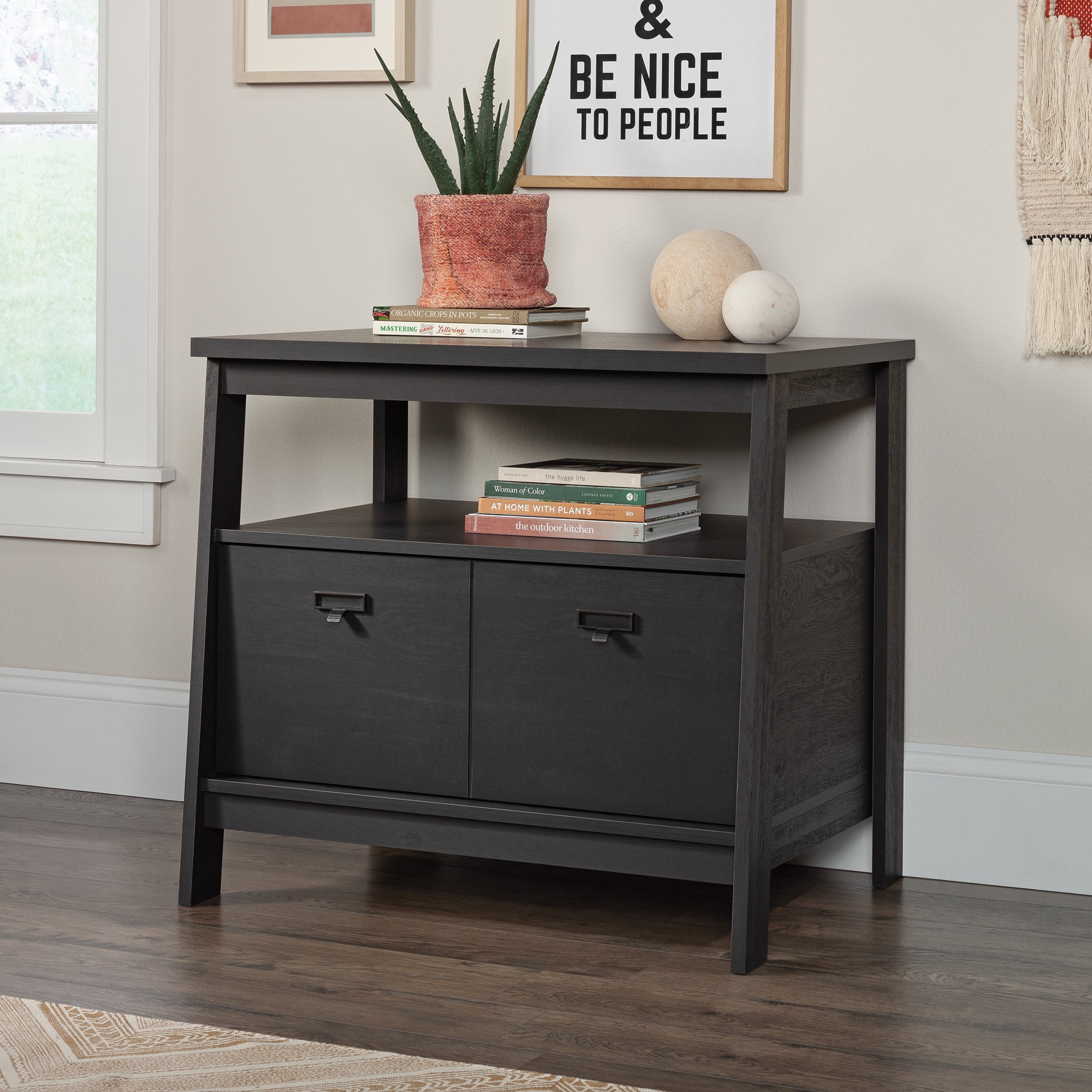Sauder Trestle 1-Drawer Lateral Filing Cabinet in Raven Oak, Raven Oak ...