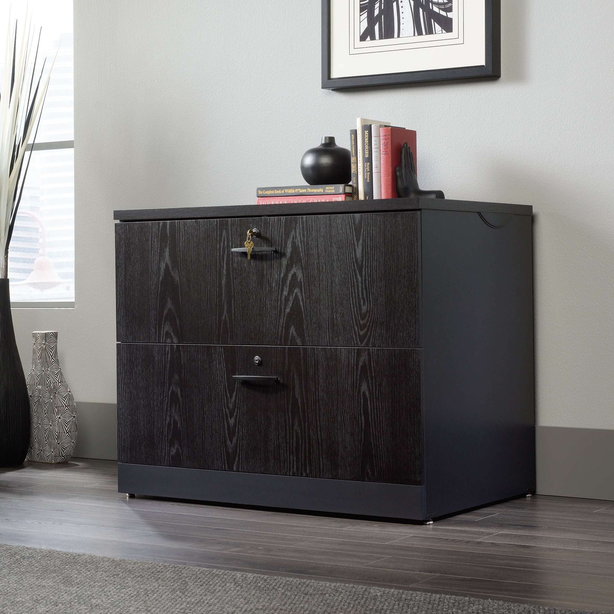 Sauder Via 2 Drawer Lateral File Cabinet, Bourbon Oak Finish, Office ...