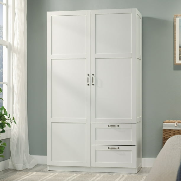 Sauder White Finish Wardrobe Armoire Closet Storage Cabinet - Walmart ...