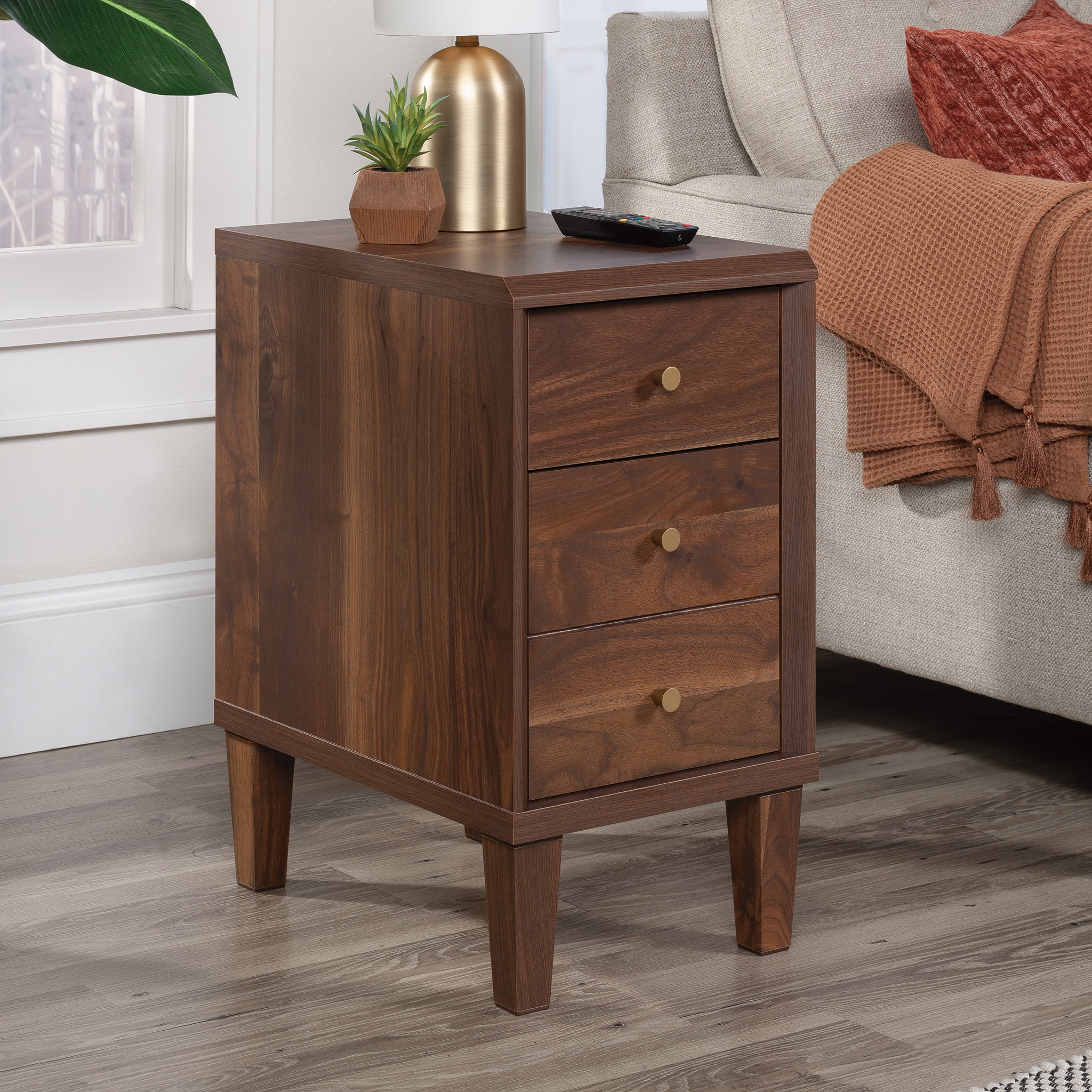 Sauder Willow Place 2-Drawer Side Table, Grand Walnut Finish, Living ...