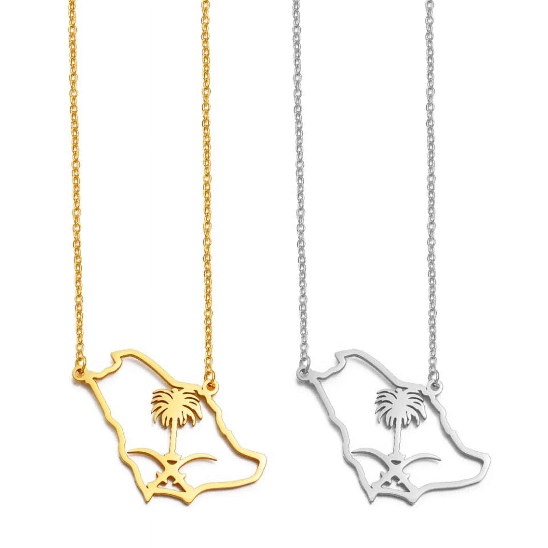 Saudi Arabia Crossed Swords Map Outline Necklace Chain Pendant ...
