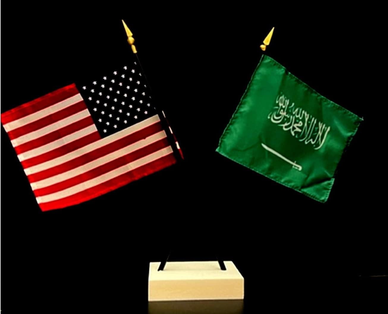 Saudi Arabia Desk Flag Set; Contains One USA and One Country Flag with ...