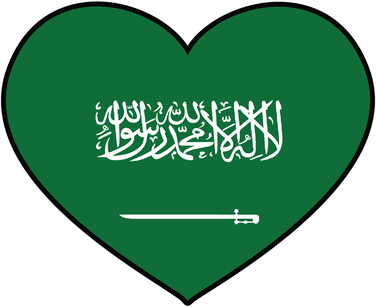 Saudi Arabia Flag Heart Sticker Decal / Kingdom of Saudi Arabia ...