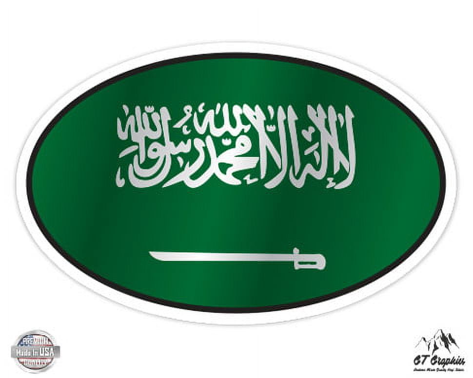 Saudi Arabia Flag Oval - 5" Vinyl Sticker - For Car Laptop I-Pad ...