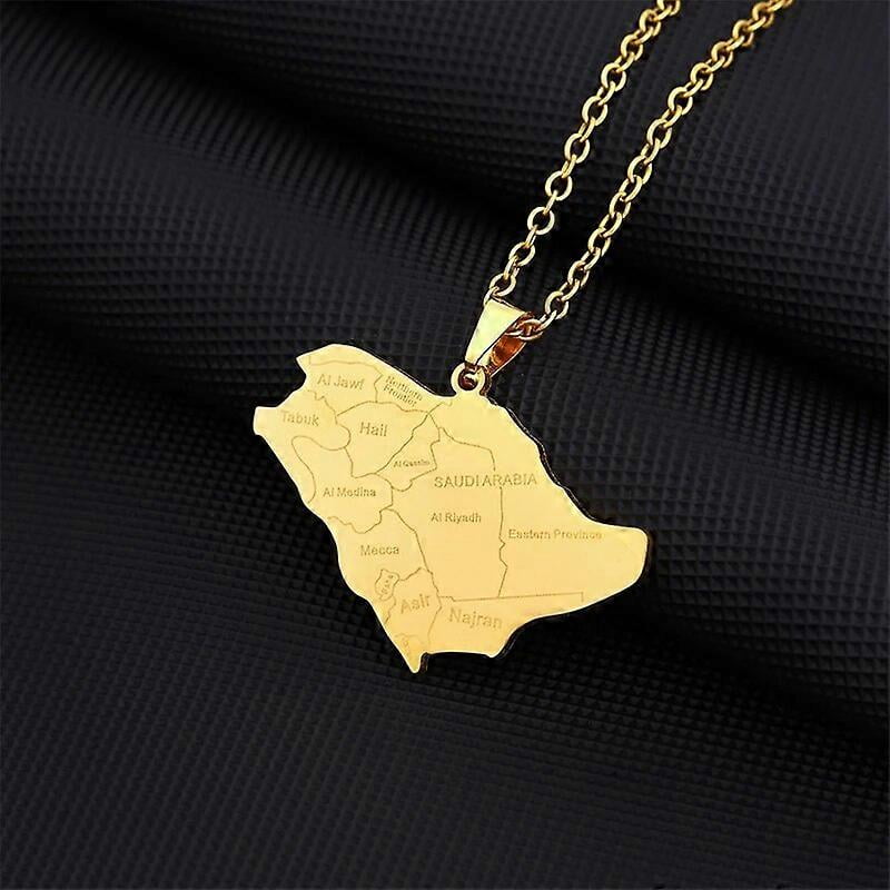Saudi Arabia Map With Cities Name Pendant Neckalces Stainless Steel ...