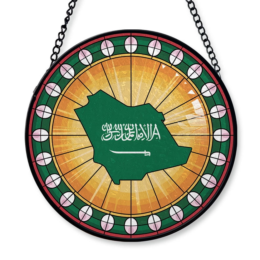 Saudi Arabia Travel Decor Suncatcher Stained Glass Window Hanging, Gift ...