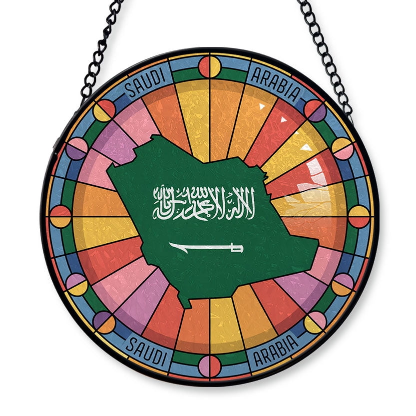 Saudi Arabia Travel Decor Suncatcher Stained Glass Window Hanging, Gift ...