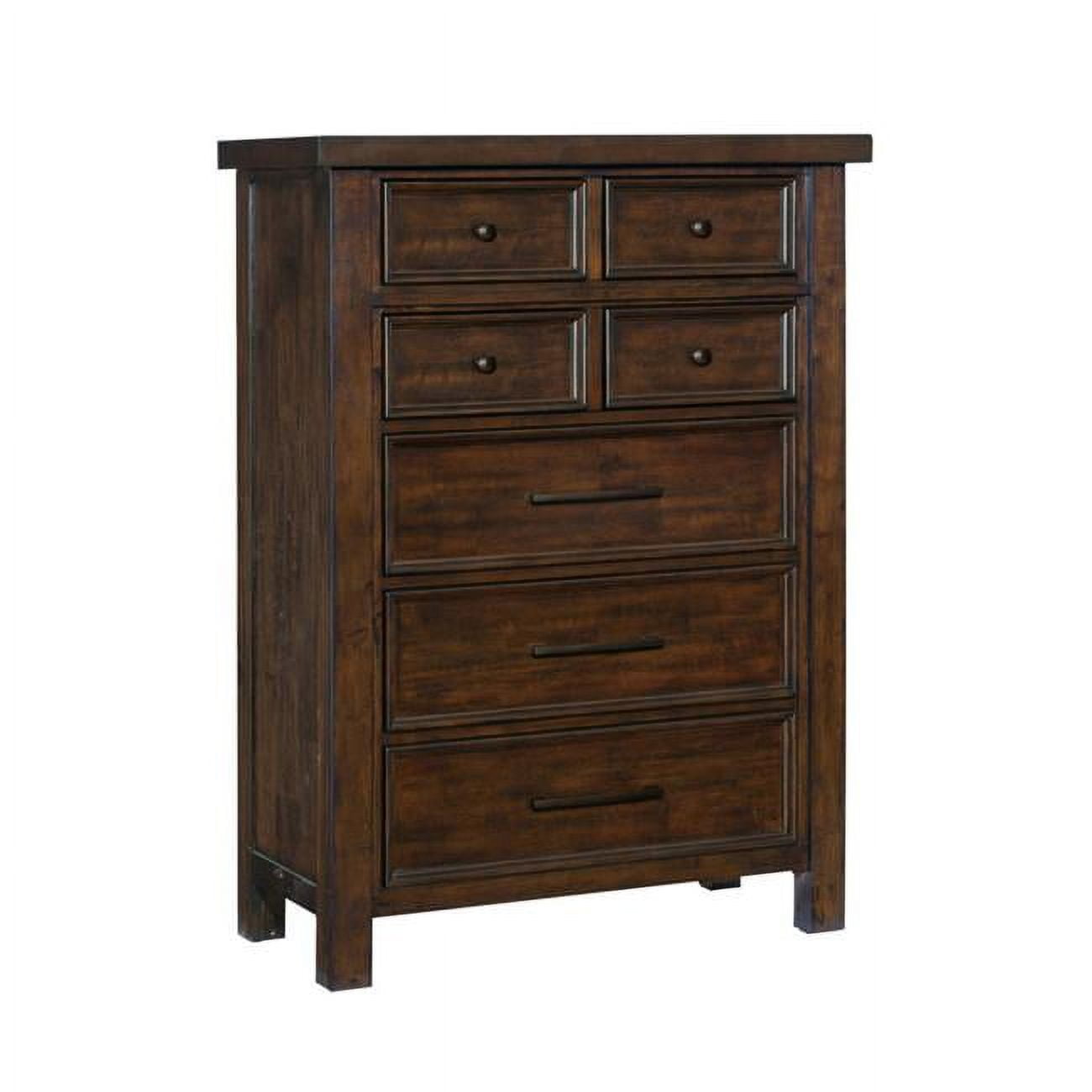 Saul 55 Inch Tall Dresser Chest, Dark Brown, 6 Drawers, Dark Bronze ...