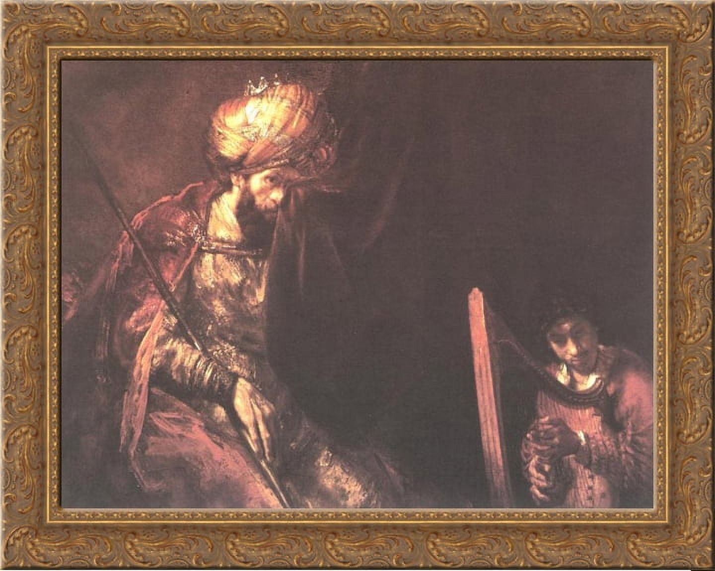 Saul and David 24x20 Gold Ornate Wood Framed Canvas Art by Rembrandt ...