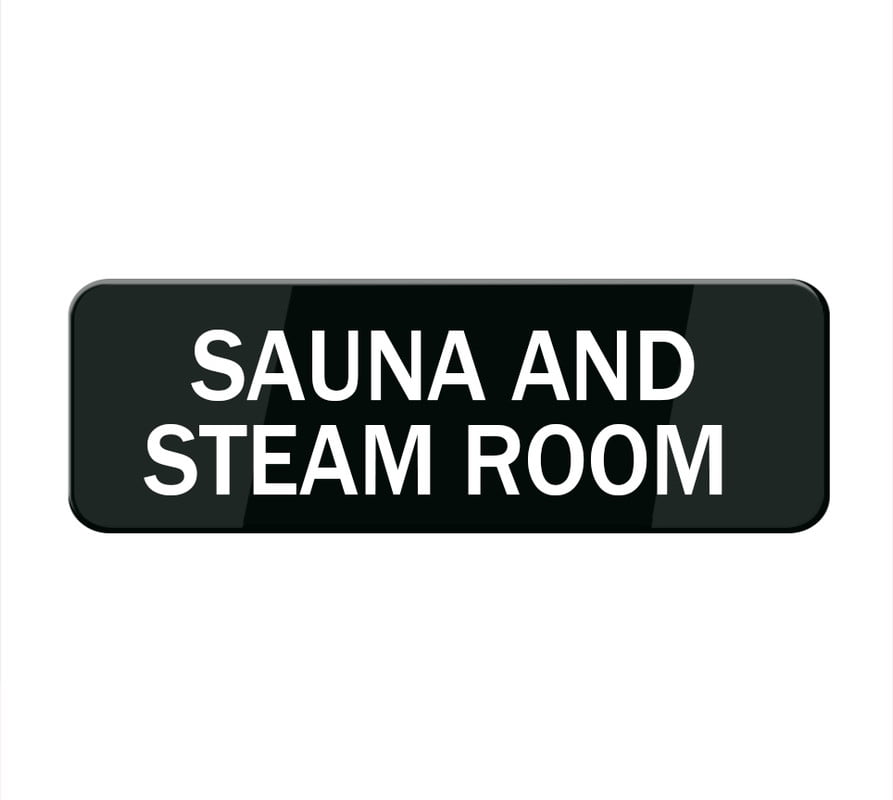 Sauna And Steam Room Sign For Door, Acrylic Plastic, Black And White ...