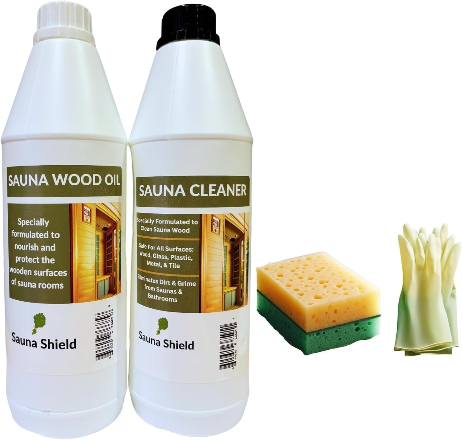 Sauna Care Set – 1L Wood Oil & 1L Sauna Cleaner with Applicator Sponge ...
