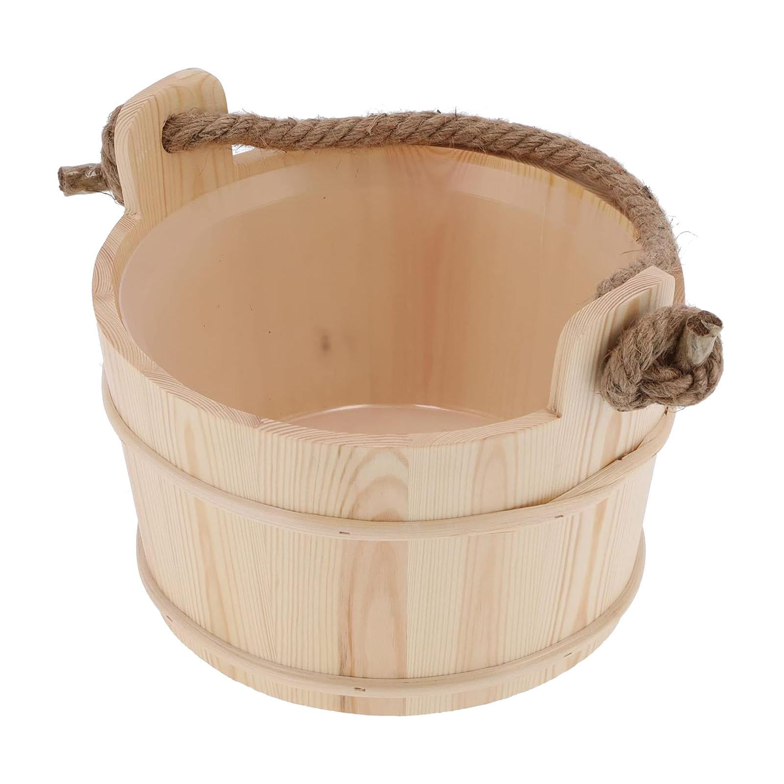 Sauna Pail Wooden Water Bucket with Durable Rope Handle for Hotels Spa ...