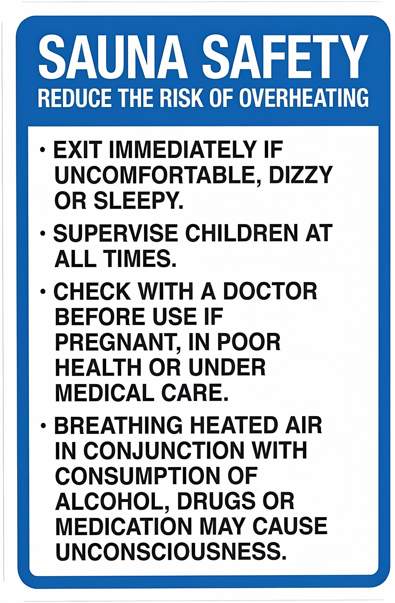Sauna Safety Pool Warning Spa Rules Metal Security Sign - 8"x12", Decor ...
