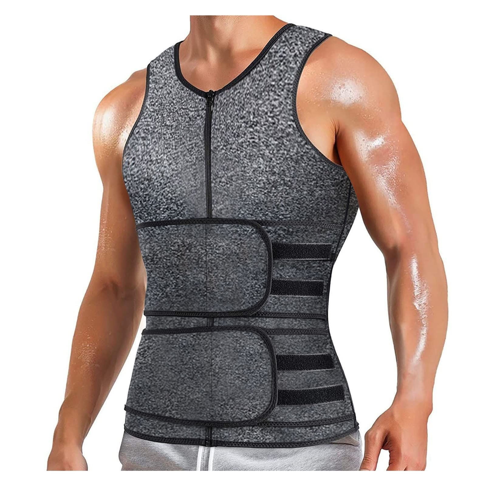 Sauna Vest Waist Trainer for Men Double Body Gym Workout Tank Top Sweat ...