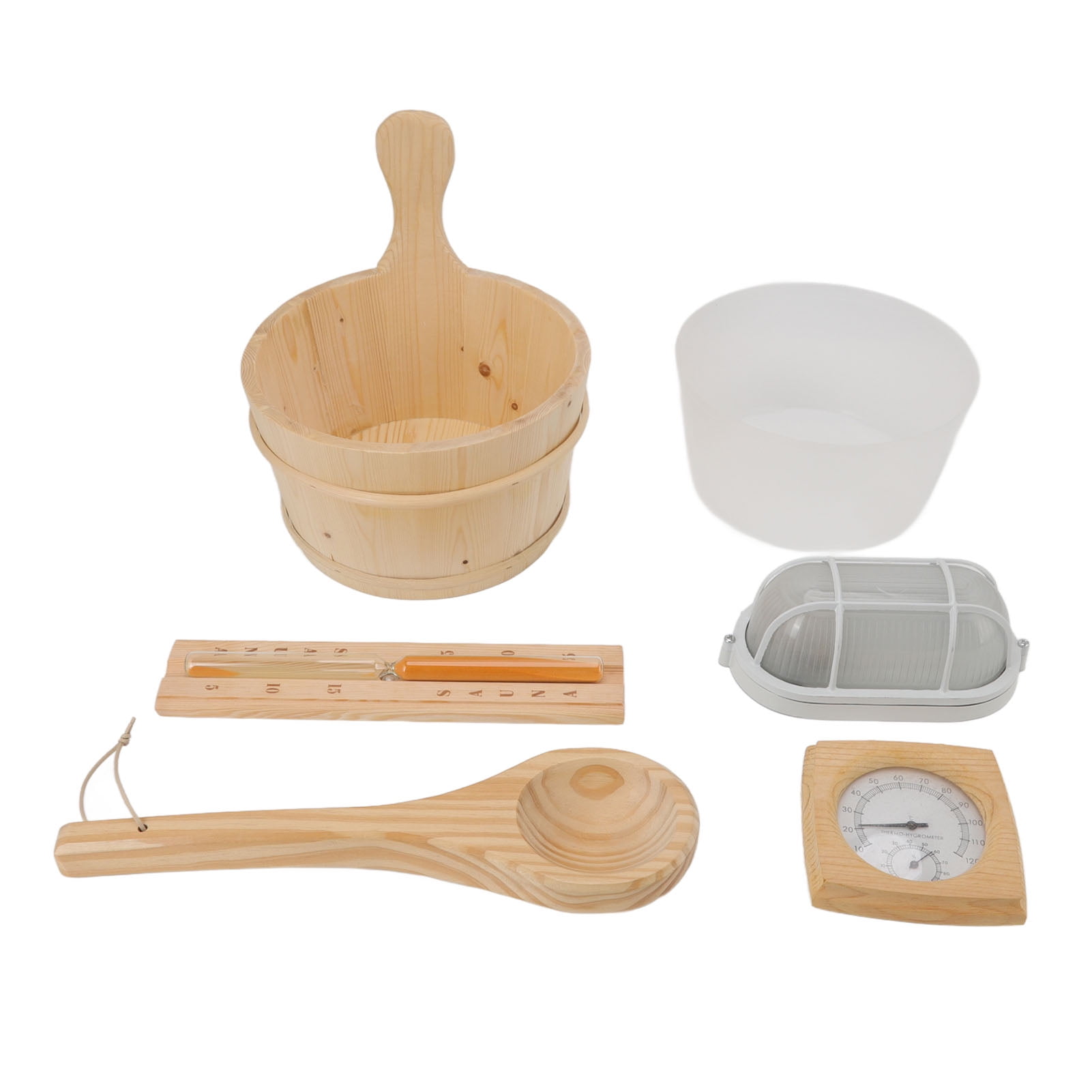 Sauna Wood Bucket Hourglass Set, Original Taste Steam Room Wooden ...